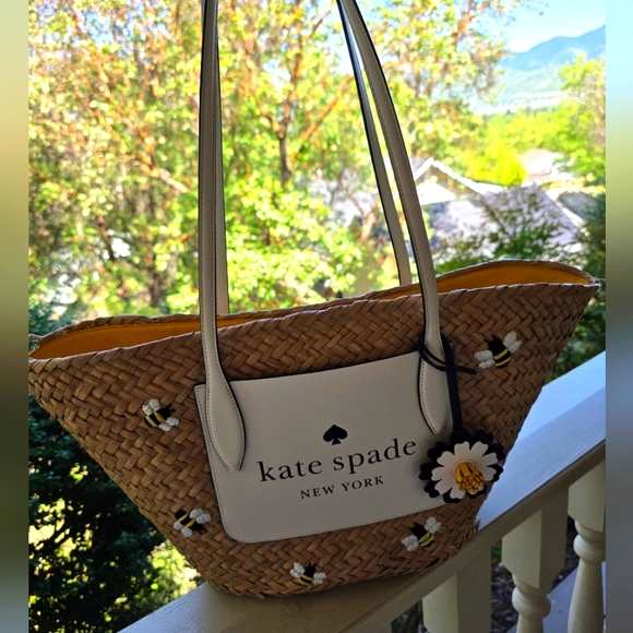 kate spade | Bags | Kate Spade Straw Tote Bag Natural And White | Poshmark